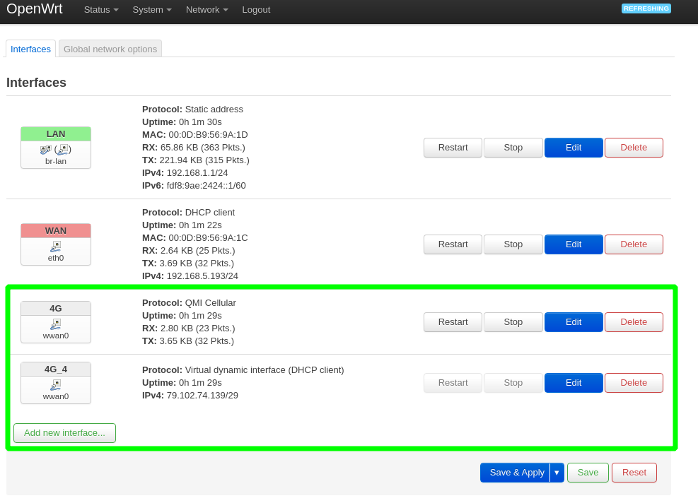 OpenWRT 4G WWAN configuration