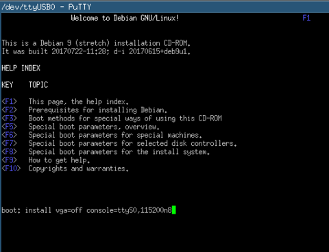 Installing Debian over serial console on APU board