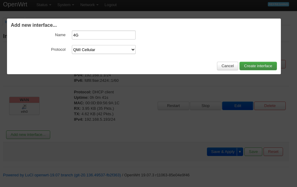 OpenWRT 4G WWAN configuration
