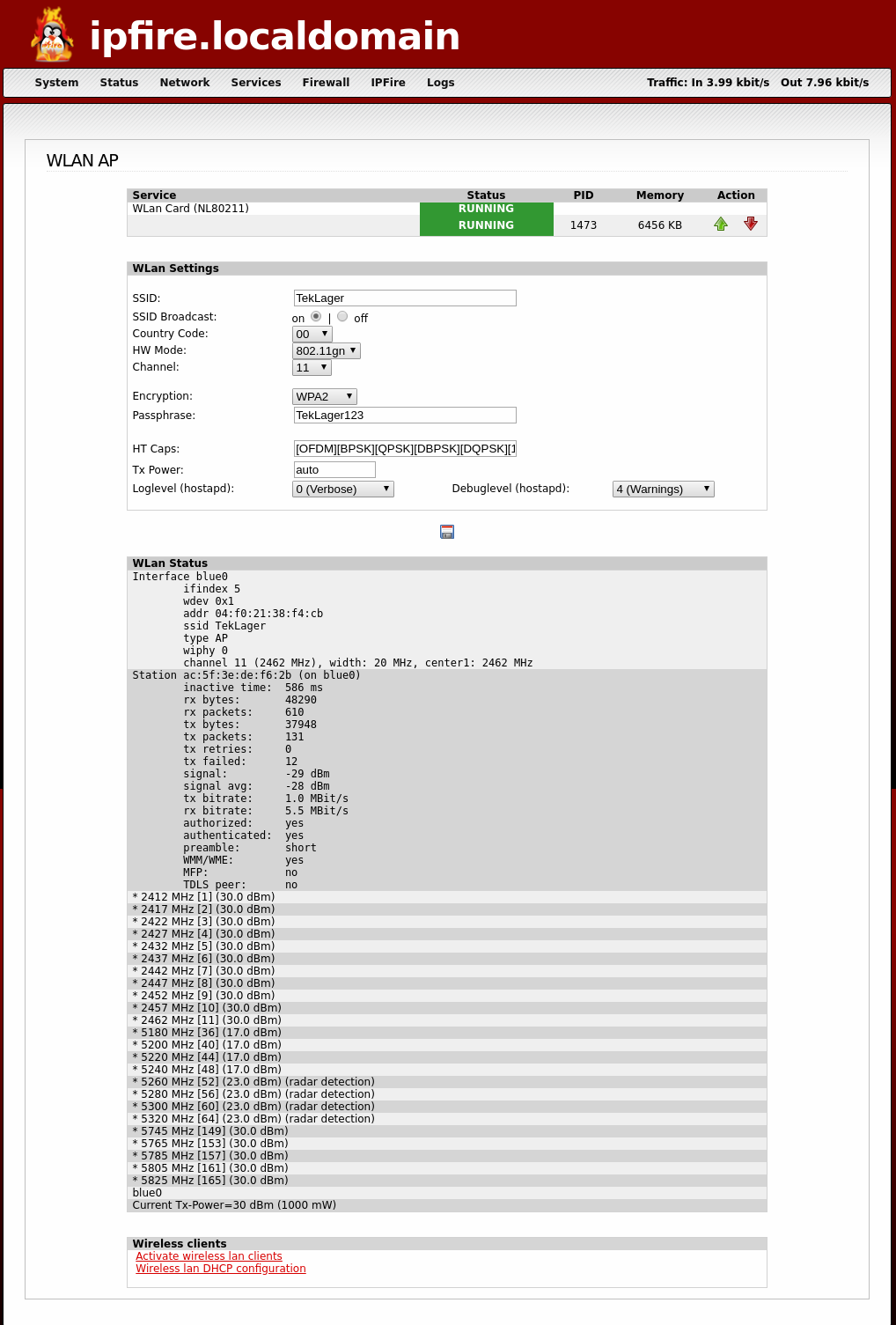 IPFire WiFi (blue interface) configuration instructions