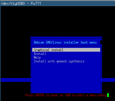 Installing Debian over serial console on APU board
